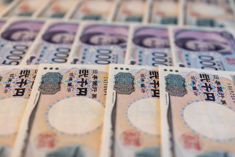 Japanese Yen Bills Completely Cover the Frame Creating a Textured ...