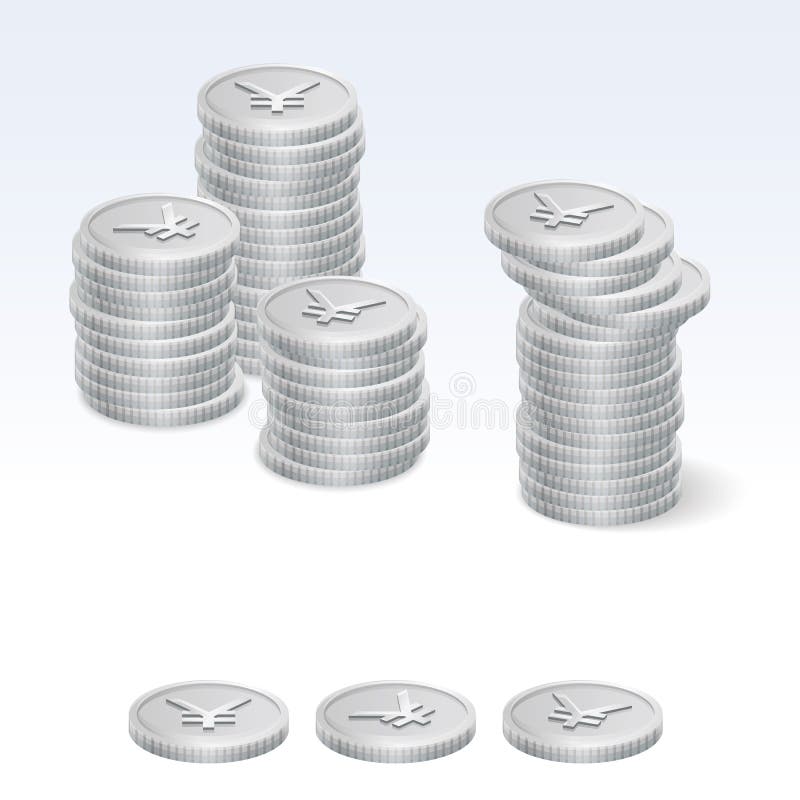 Japanese Yen Coin Stack Vector Icons Stock Vector - Illustration of ...
