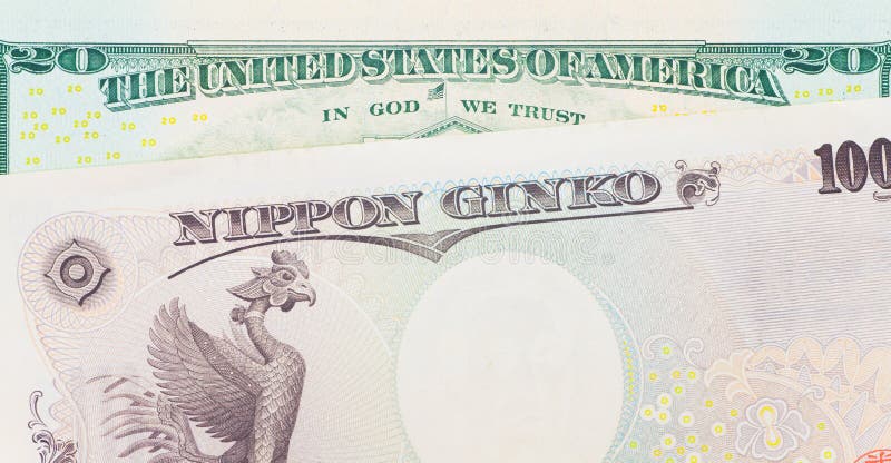 Japanese Yen Currency and Dollar Bank Note Stock Image - Image of ...