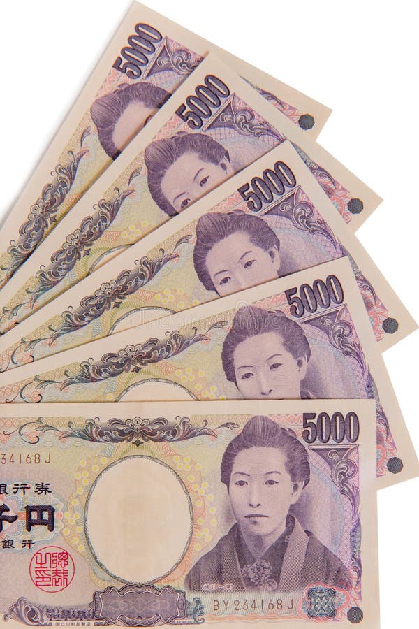 Japanese Yen, 5000 Yen on White Background , Japanese Currency Yen Bank ...