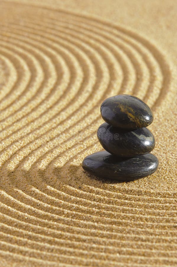 Japanese ZEN Garden with Stone of Energy Stock Image - Image of harmony ...