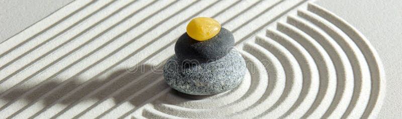 Japanese Zen Garden with Stone in Textured Sand Stock Image - Image of ...