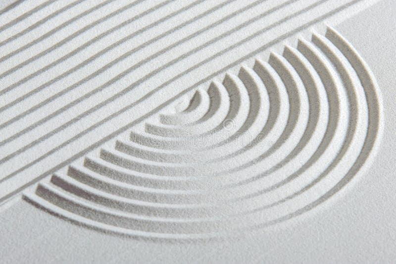 Japanese Zen Garden with Stone in Textured Sand Stock Image - Image of ...