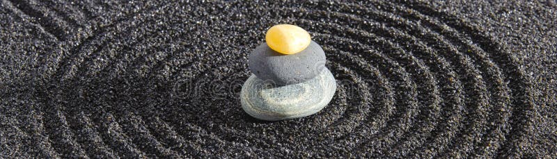 Japanese Zen Garden with Stone in Textured Sand. Stock Photo - Image of ...