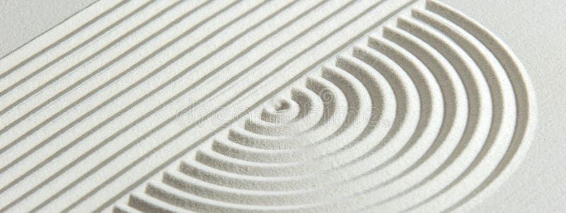 Japanese ZEN Garden with Stone in Textured Sand. Stock Image - Image of ...