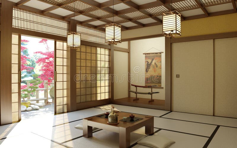 Japanese zen room stock image. Image of calm, inside - 13079279