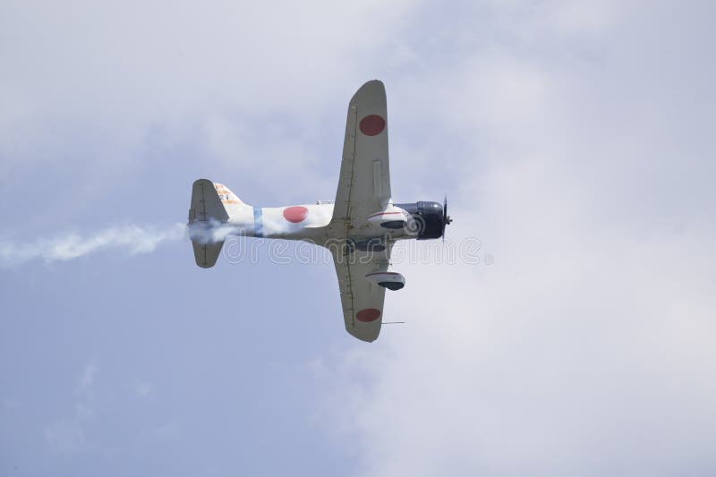 Zero on Fire stock photo. Image of takeoff, plane, overhead - 445892