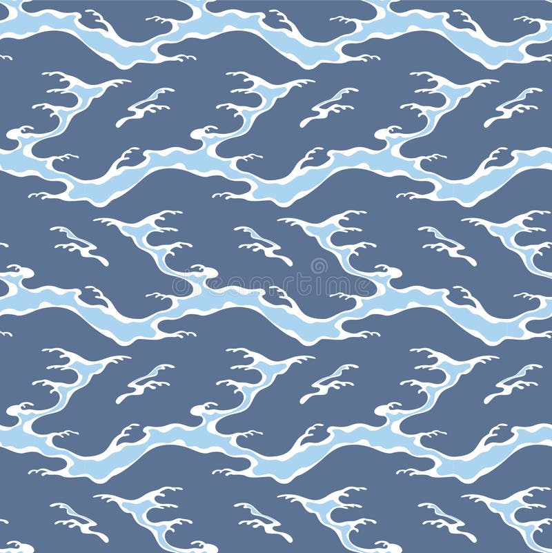Japanese Zigzag River Wave Vector Seamless Pattern Stock Vector - Illustration of sketch, swirl ...