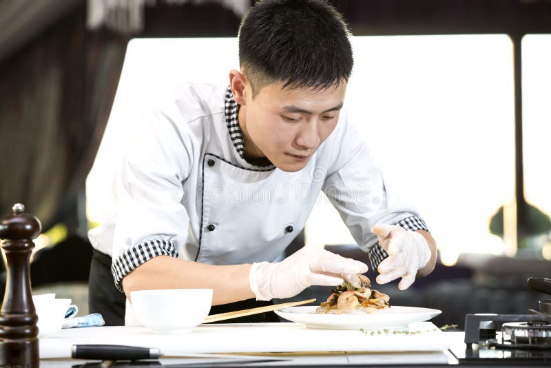 Japanse chef-kok stock foto. Image of vlees, vissen, mannetje - 35441042