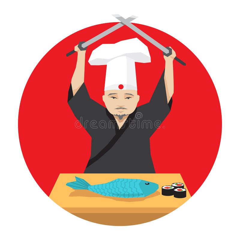 Japanse kok vector illustratie. Illustration of leider - 46849296