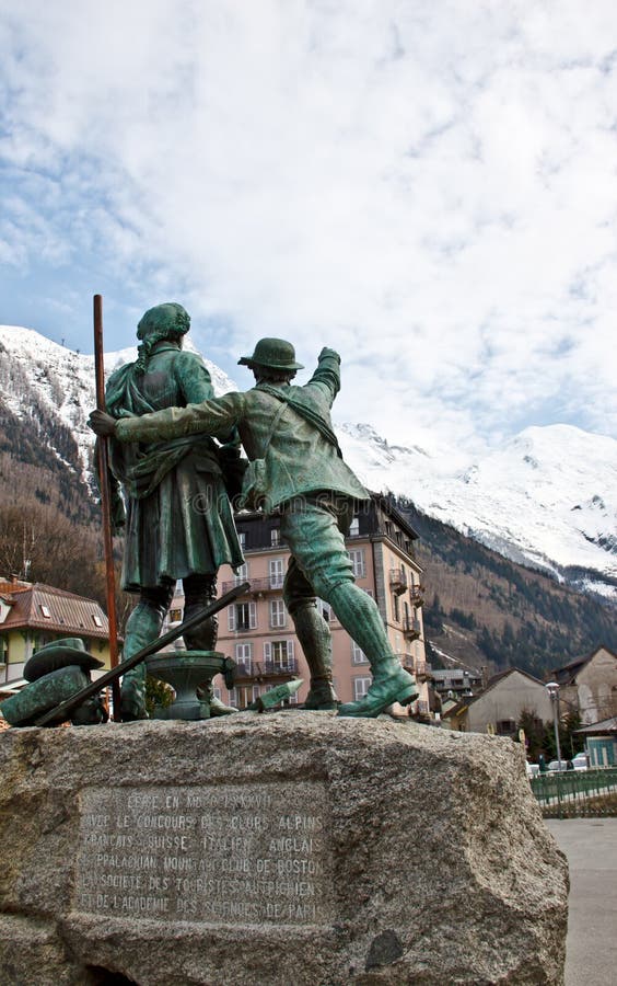 The Statue Of Balmat And Paccard, First Ascent Of Mont Blanc Editorial ...