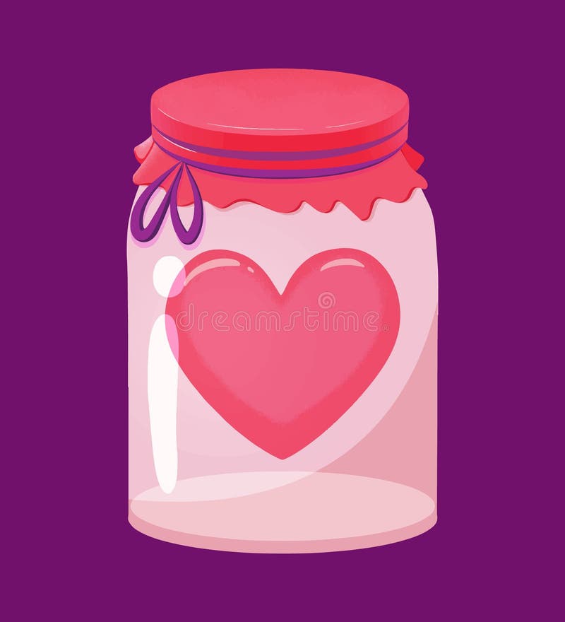 Jar with Big Red Heart Valentines Day Vector Illustration Clipart Stock ...