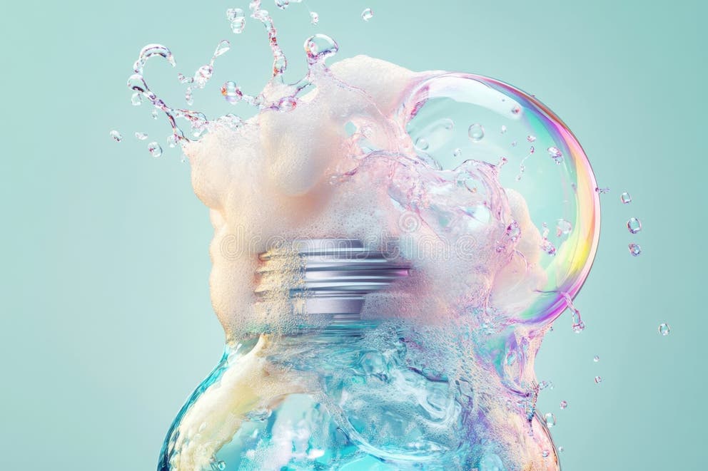 A Jar of Bubbles is Exploding and the Bubbles are in Different Colors ...