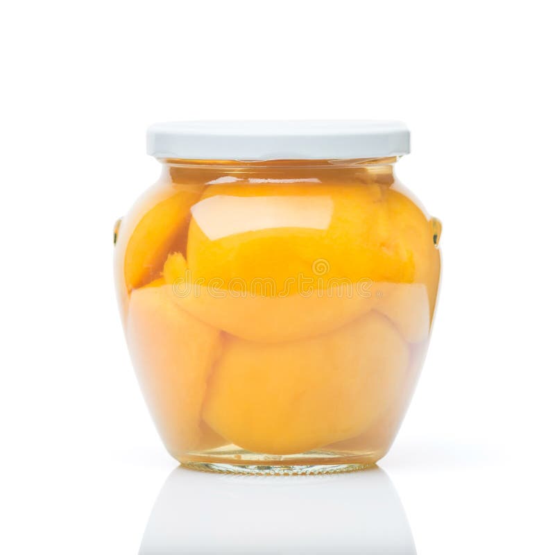 Canning Peaches In A Glass Jar Stock Photo - Image of peach, fruity ...
