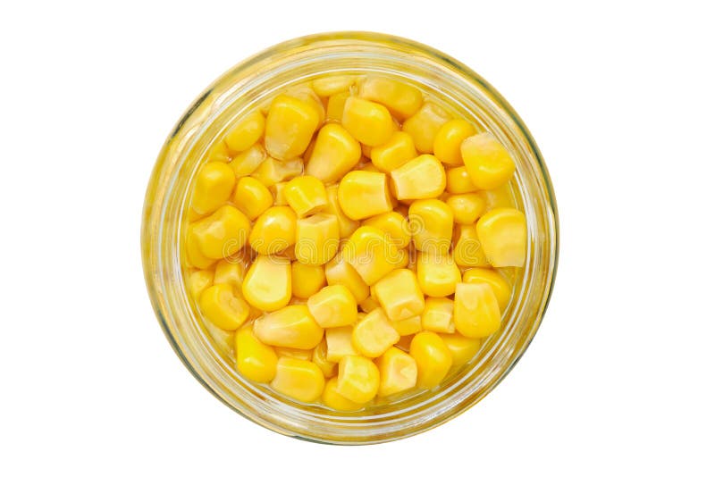 Jar of Canned Sweet Corn, Isolated. Pickled Sweet Corn on White Stock ...