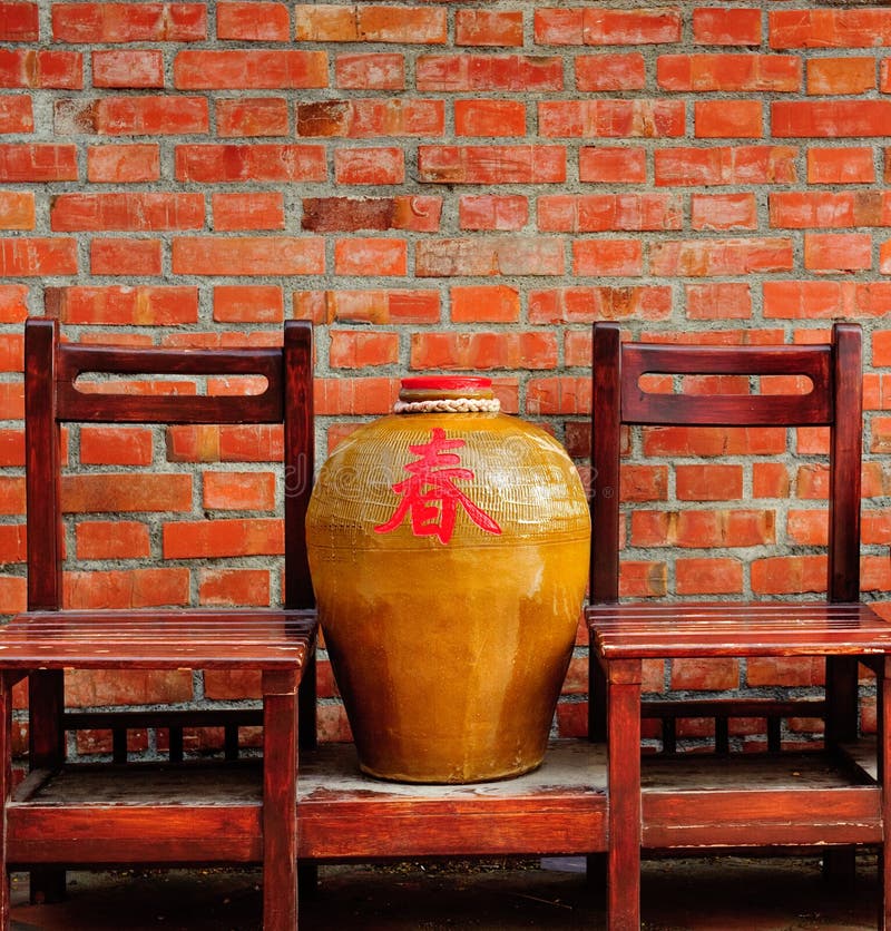 Jar and chairs stock photo. Image of wallpaper, chinese - 12341824
