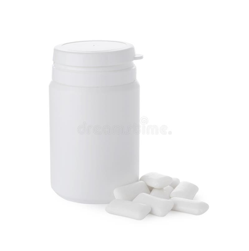 Jar with Chewing Gums on White Background Stock Image - Image of ...