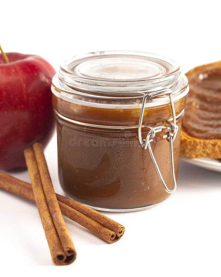 Jar of Cinnamon Apple Butter Isolated on a White Background Stock Image ...