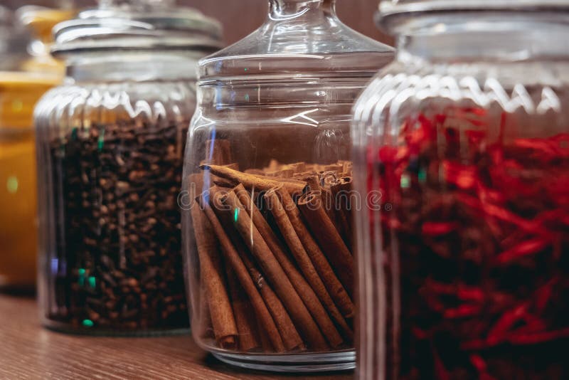 Jar with cinnamon stock photo. Image of jars, jarful - 254018316