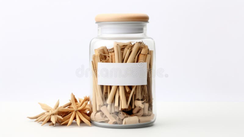 A Jar of Cinnamon Sticks with a Blank Label and Star Anise on the Side ...