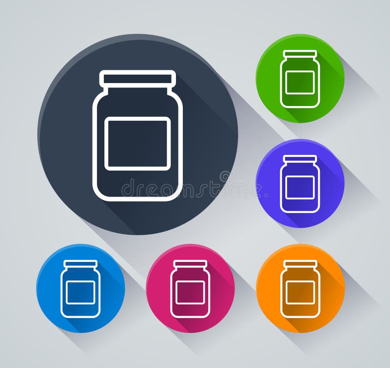 Jar Circle Icons with Shadow Stock Vector - Illustration of circle ...