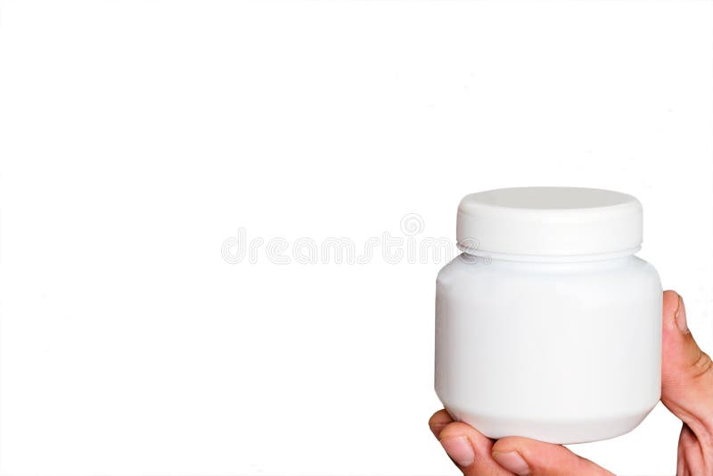 Jar of Cream or Ointment in the Hand Stock Image - Image of hand ...