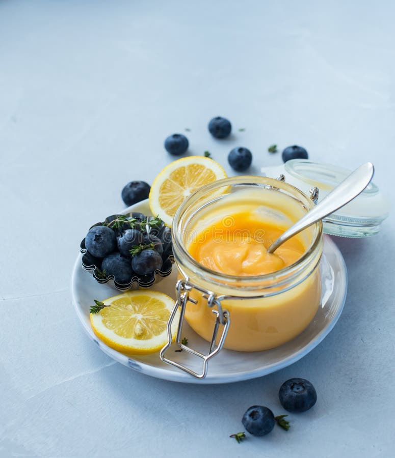 Jar with curd stock photo. Image of yellow, glass, orange - 92423928