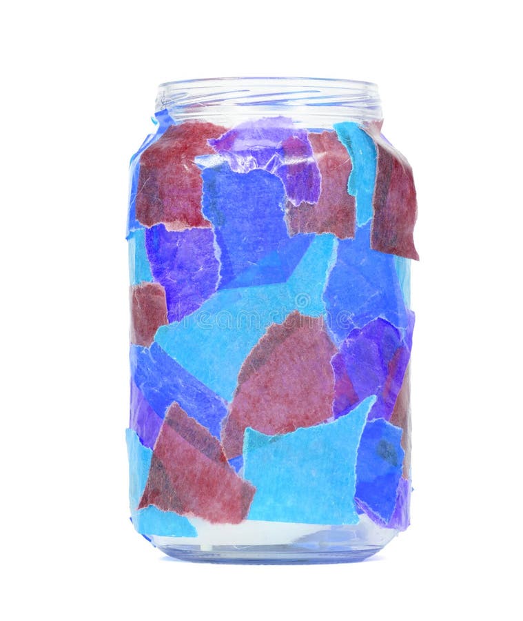 Jar Decorated with Colorful Paper, Tealight Stock Photo - Image of ...