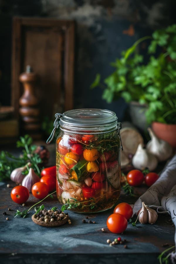 Pickled Vegetables in Glass Jars. Stock Image - Image of carrot, quick ...