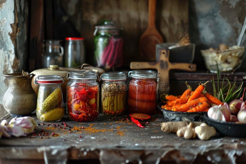 Pickled Vegetables in Glass Jars. Stock Image - Image of carrot, quick ...