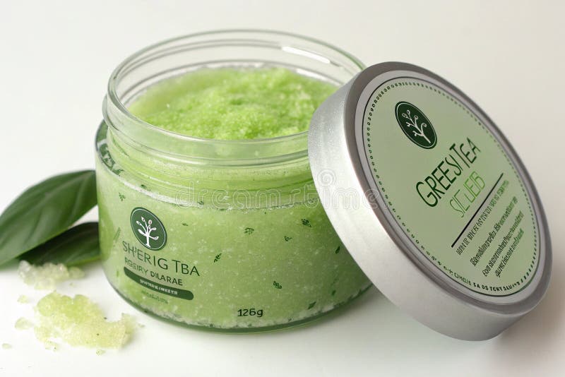 Jar of Exfoliating Green Tea Scrub with Refreshing Texture Stock ...