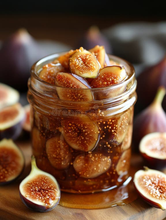 Jar of Fig Jam Surrounded by Fresh Figs Stock Photo - Image of organic ...