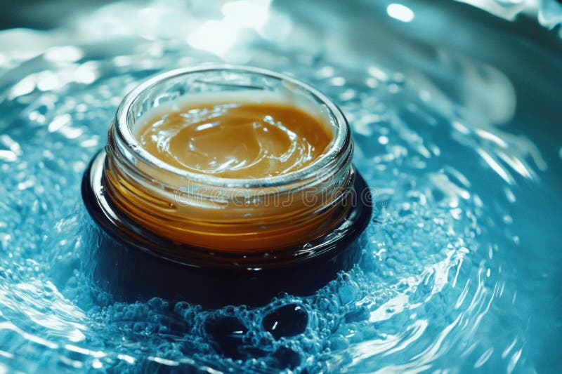 A Jar Filled with a Clear Liquid Sitting on the Edge of a Sink Stock ...