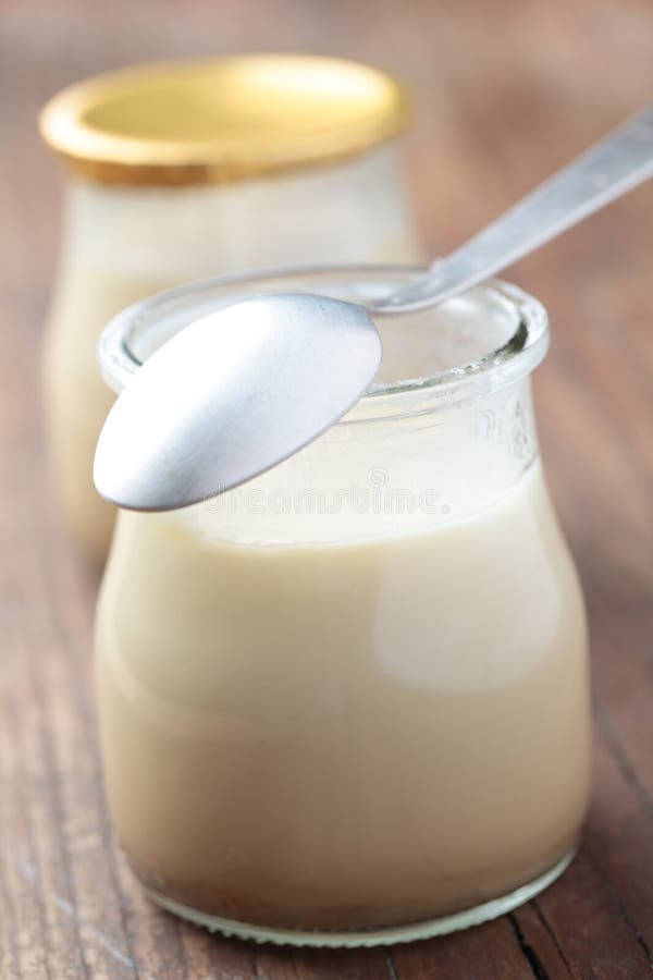 Jar of flan stock photo. Image of caramel, vertical, rustic - 24400124