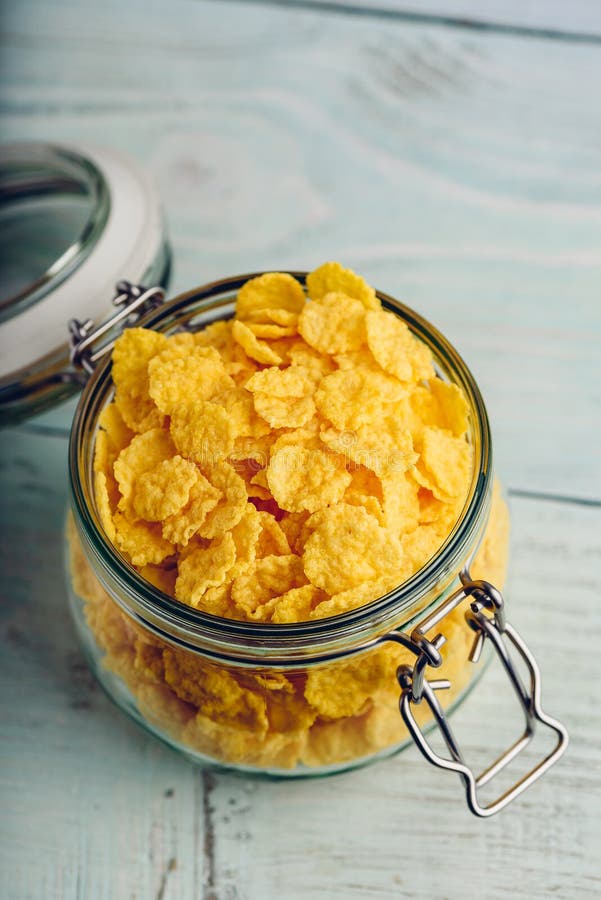 Jar full of corn flakes stock image. Image of corn, delicious - 365847971