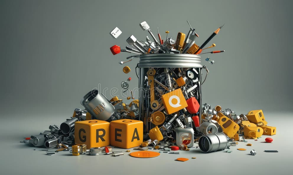 A Jar Full of Various Tools and Objects is Sitting on a Table. the Jar ...