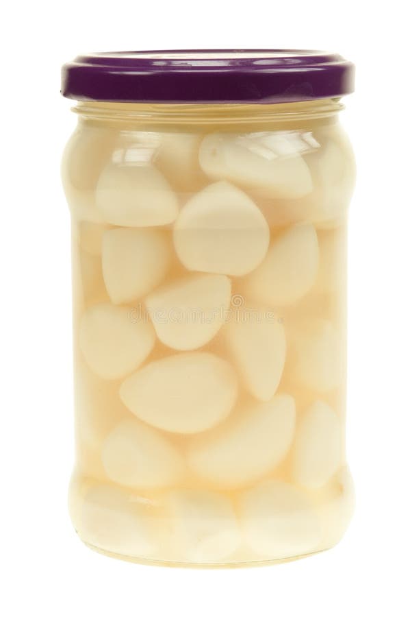 A Jar Of Garlic Pieces Isolated Stock Image - Image of macro, piece ...