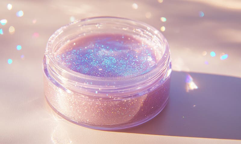 A Jar of Glittery Makeup is Sitting on a Table Stock Image - Image of ...