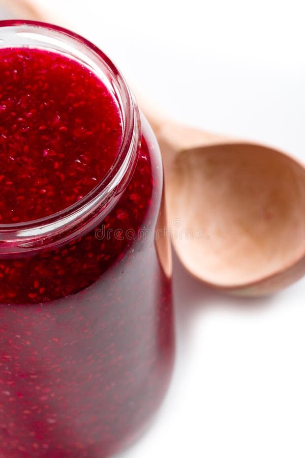 Jar of Homemade Raspberry Jam Stock Photo - Image of juicy, wood: 16517816