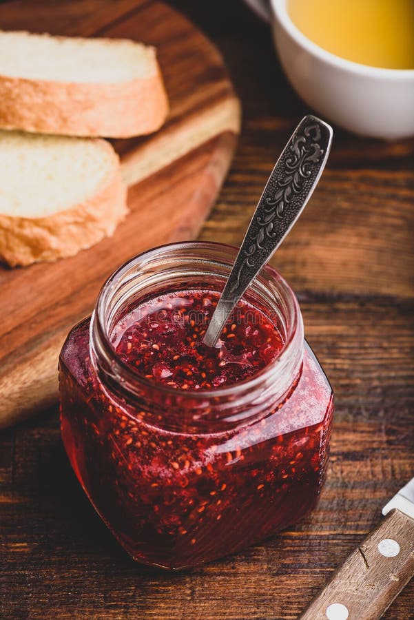 Jar of Homemade Raspberry Jam Stock Photo - Image of toast, cozy: 351982908