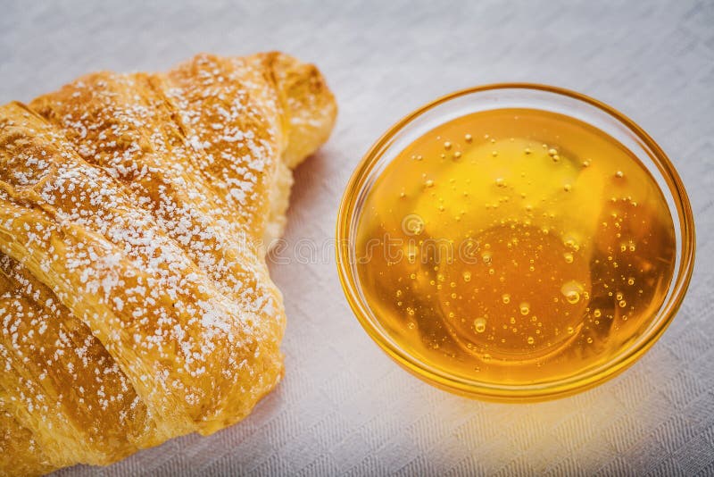 Jar of Honey and a Croissant Stock Photo - Image of brioche, honey ...