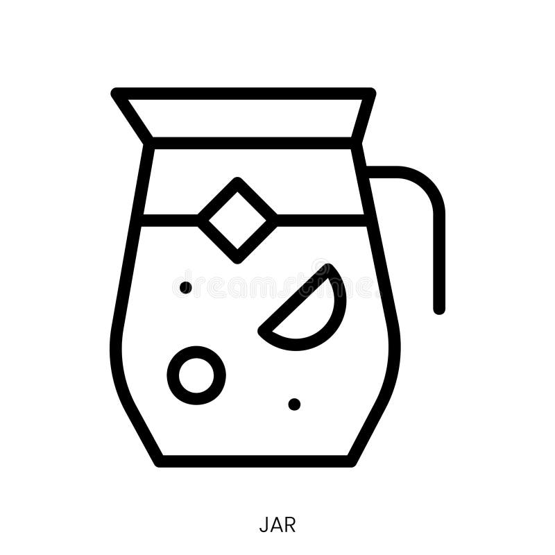Jar Icon. Line Art Style Design Isolated on White Background Stock ...