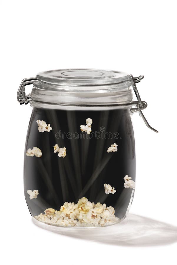 Jar of popping popcorn stock photo. Image of appetizing - 31018444