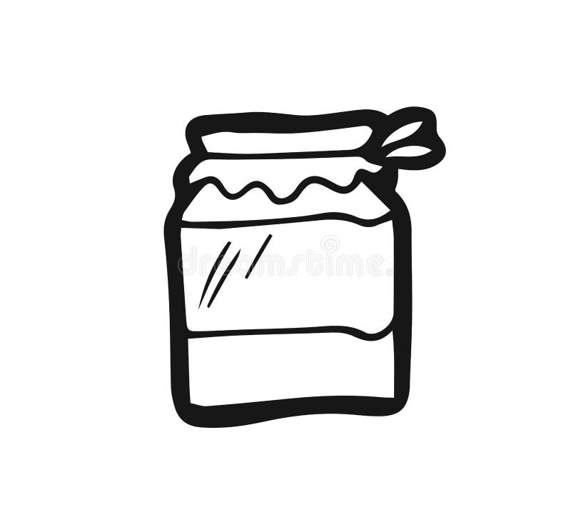 Jar of Jam. Hand Drawing Outline. Isolated on White Background ...