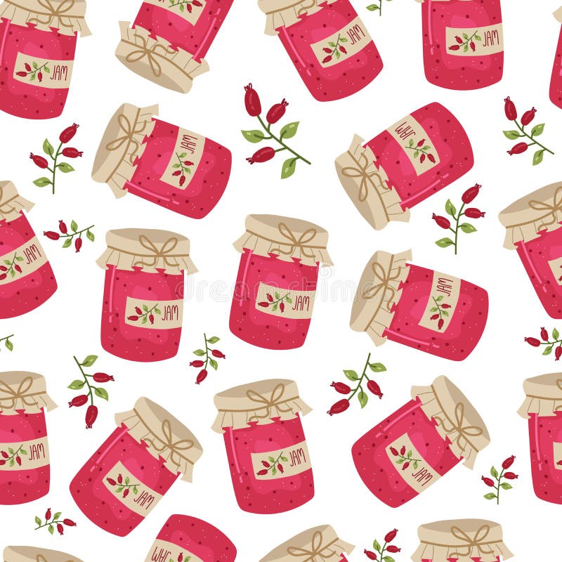 Jar of Jam Seamless Pattern. Cute Cozy Texture for Textiles, Wrapping ...