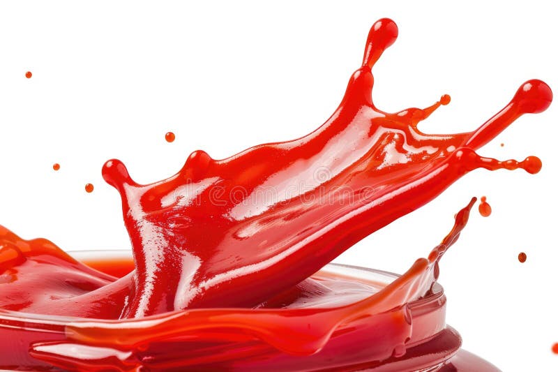 A Jar of Ketchup with a Splash of Red Liquid on the Side Stock Image ...