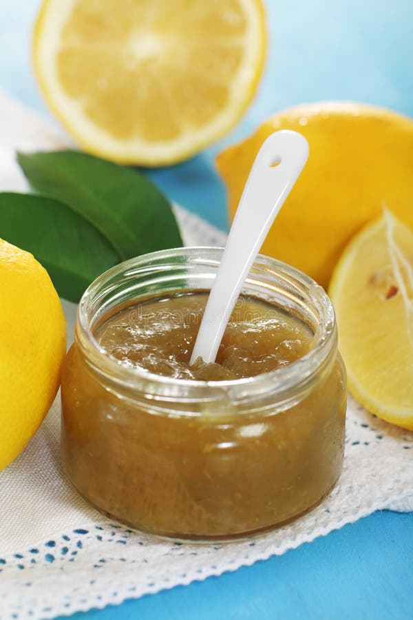 Jar of Lemon Jam and Some Lemons Stock Image - Image of dessert, fruit ...