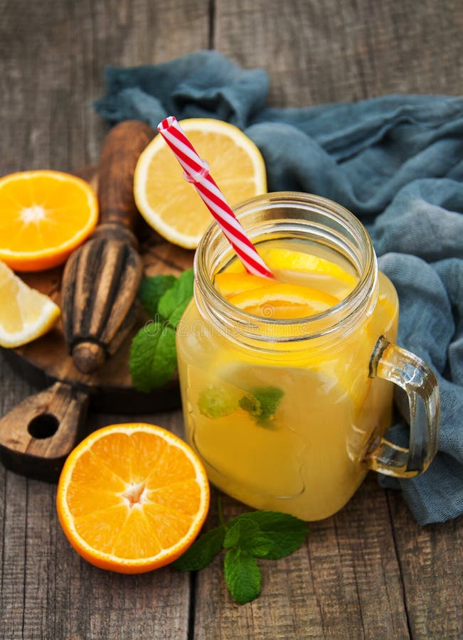 Jar with lemonade stock photo. Image of cold, rustic - 102128810