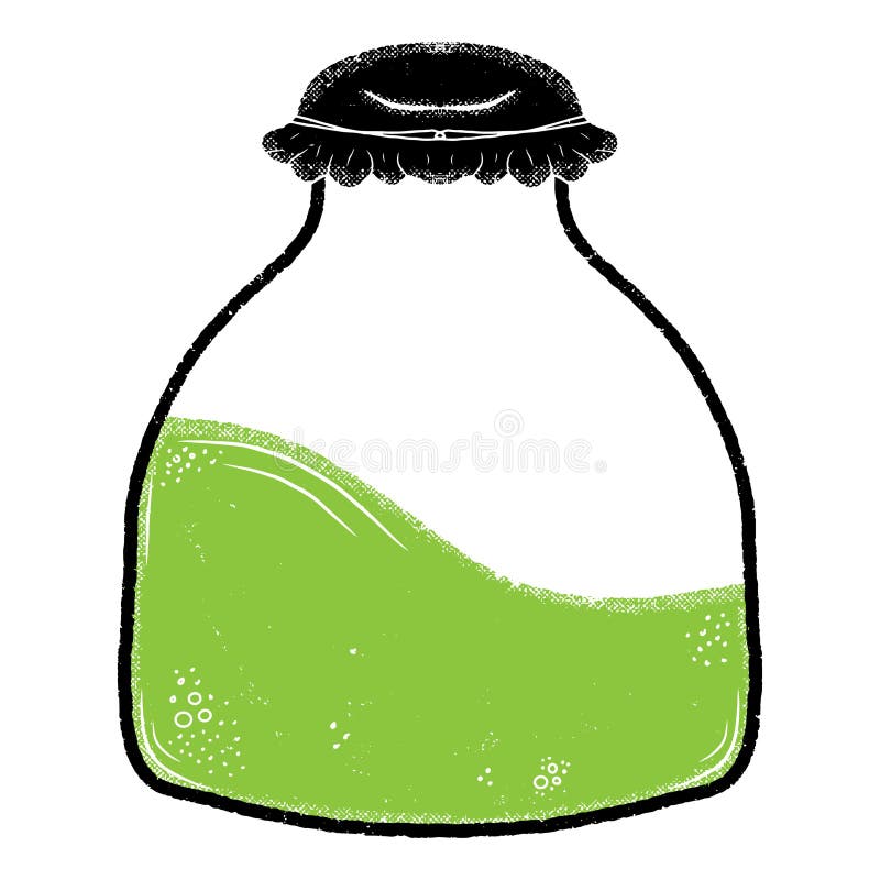Potion Bottle, Cartoon. Hand Drawn in Black Linocut Style Stock Vector ...