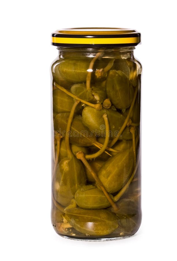 Jar of Marinaded Capers, Isolated Stock Image - Image of household ...